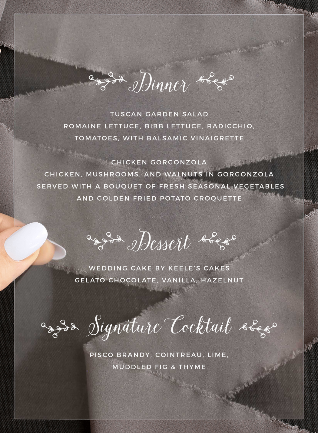 Rustic Foliage Clear Wedding Menus by Basic Invite