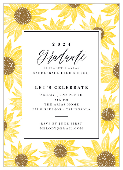 Sunflower Graduation Announcements & Invitations - Match Your Color ...