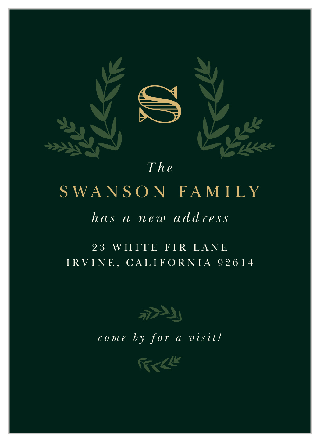 Monogrammed Wreath Moving Announcements by BasicInvite.com