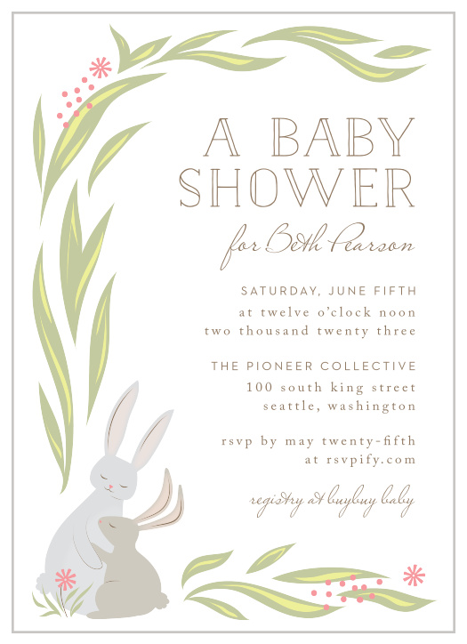 Bunny Baby Shower Invitations - Match Your Color & Style Free!