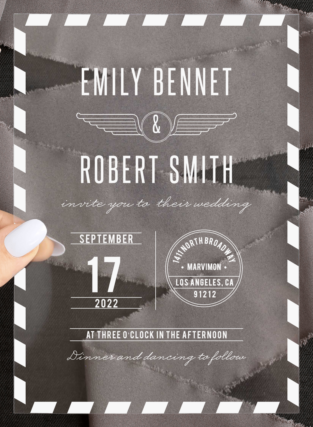 Unique Airmail Clear Wedding Invitations by Basic Invite