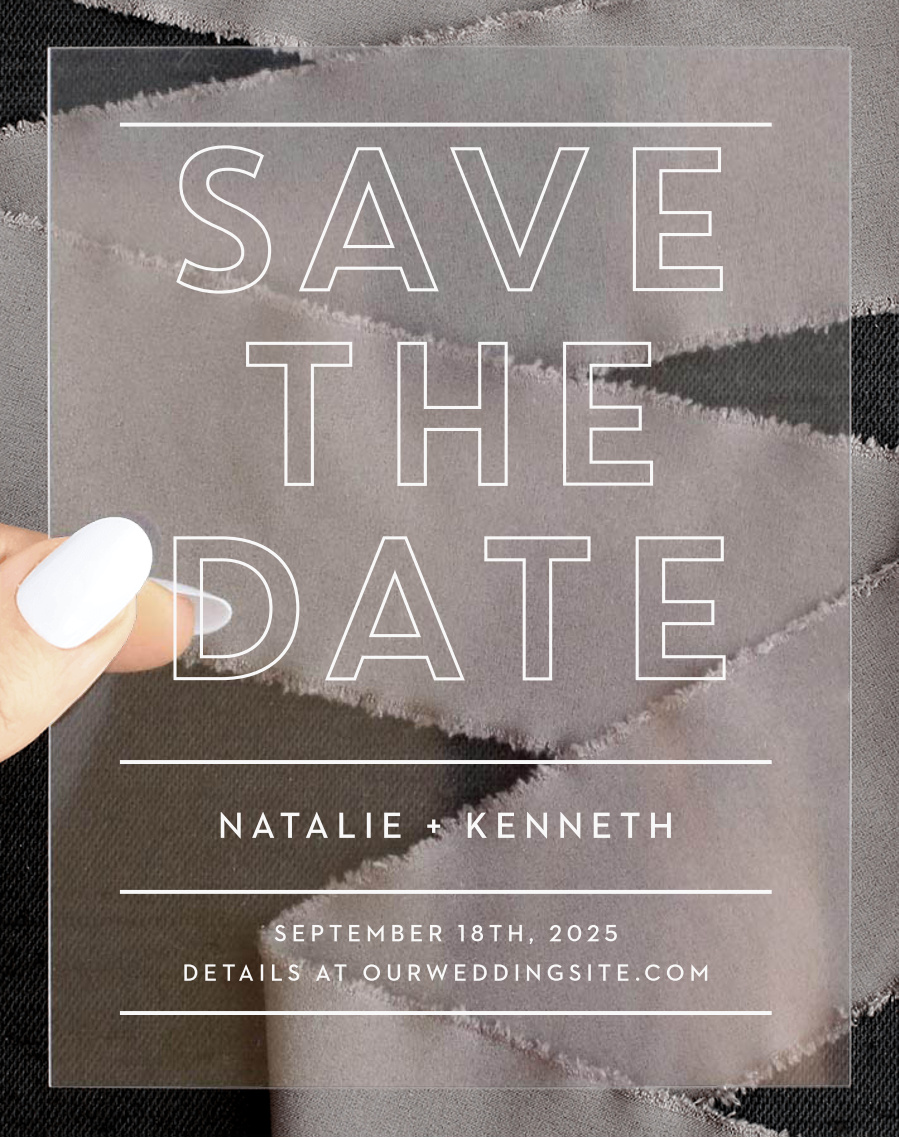 Boldly Outlined Clear Save the Date Cards by Basic Invite
