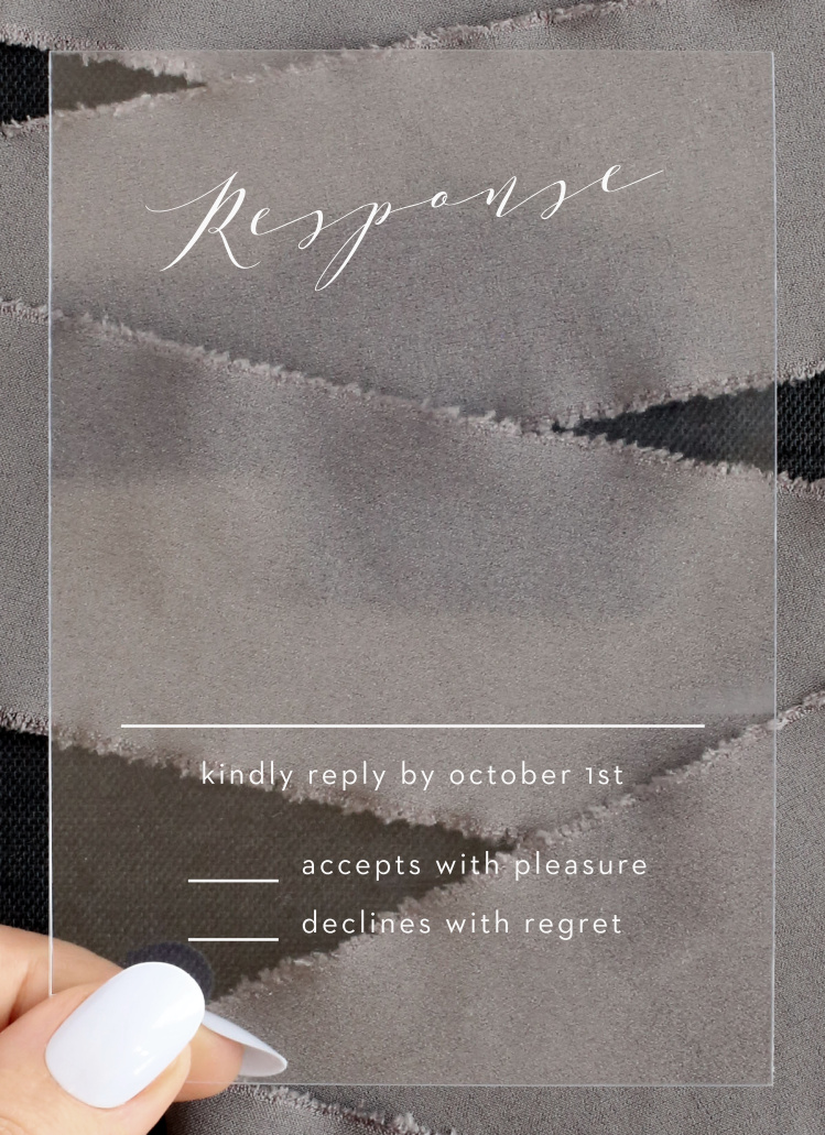 Lovely Blush Clear Response Cards by Basic Invite