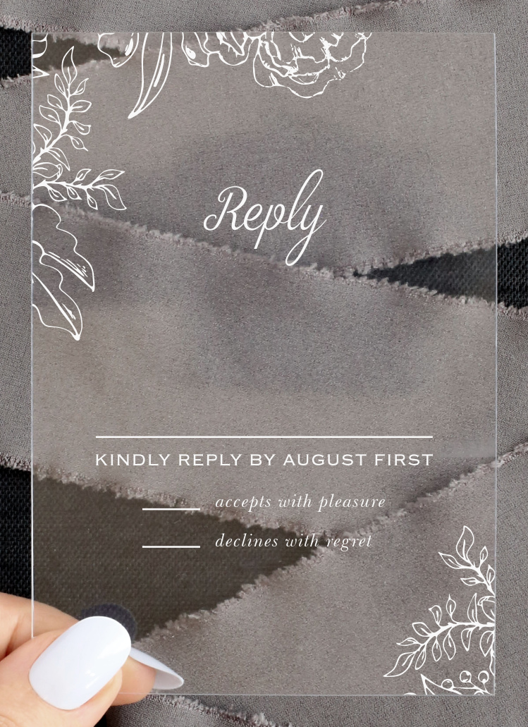 Enveloped Peonies Clear Response Cards by Basic Invite