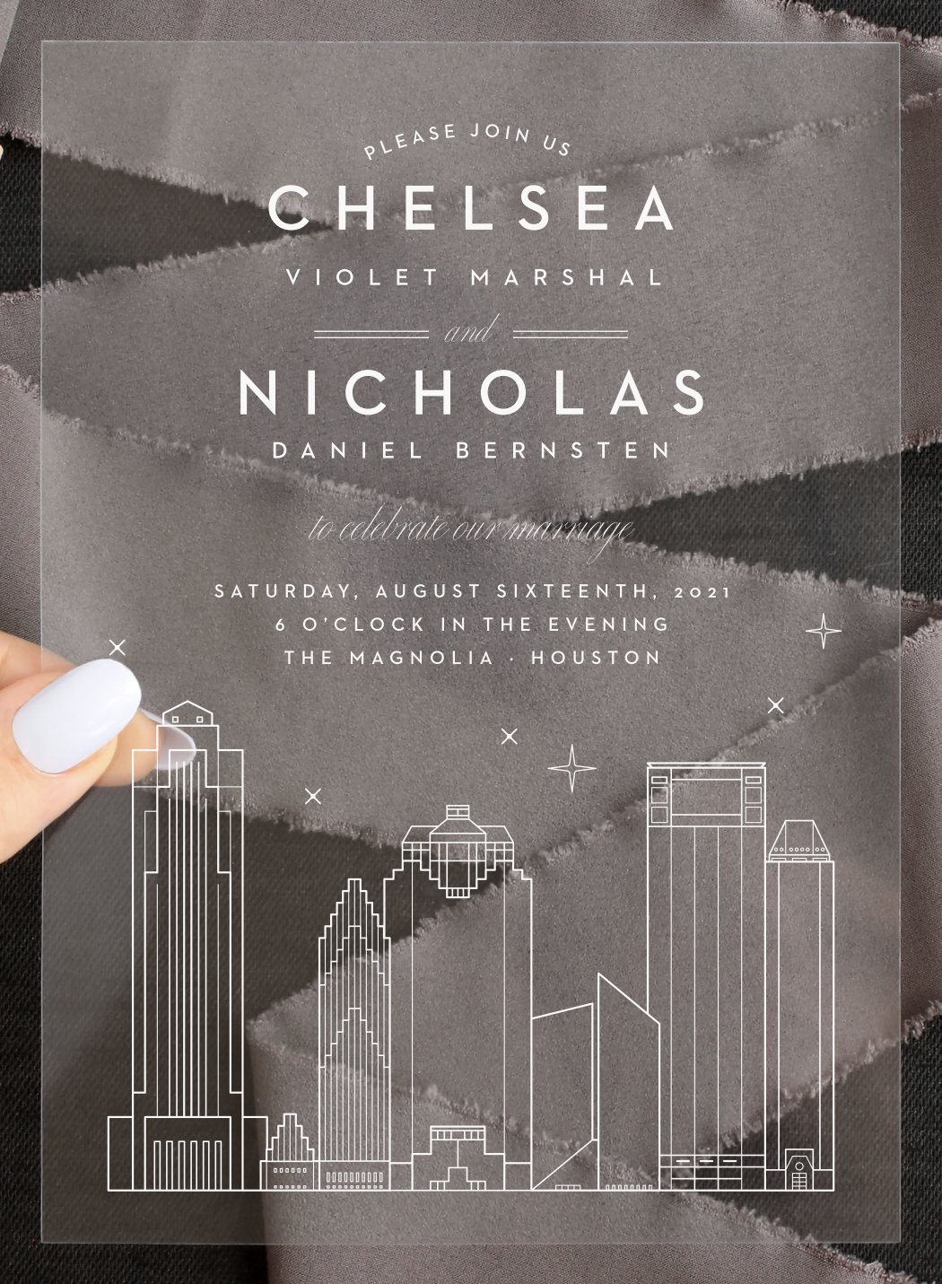 Houston Skyline Clear Wedding Invitations by Basic Invite