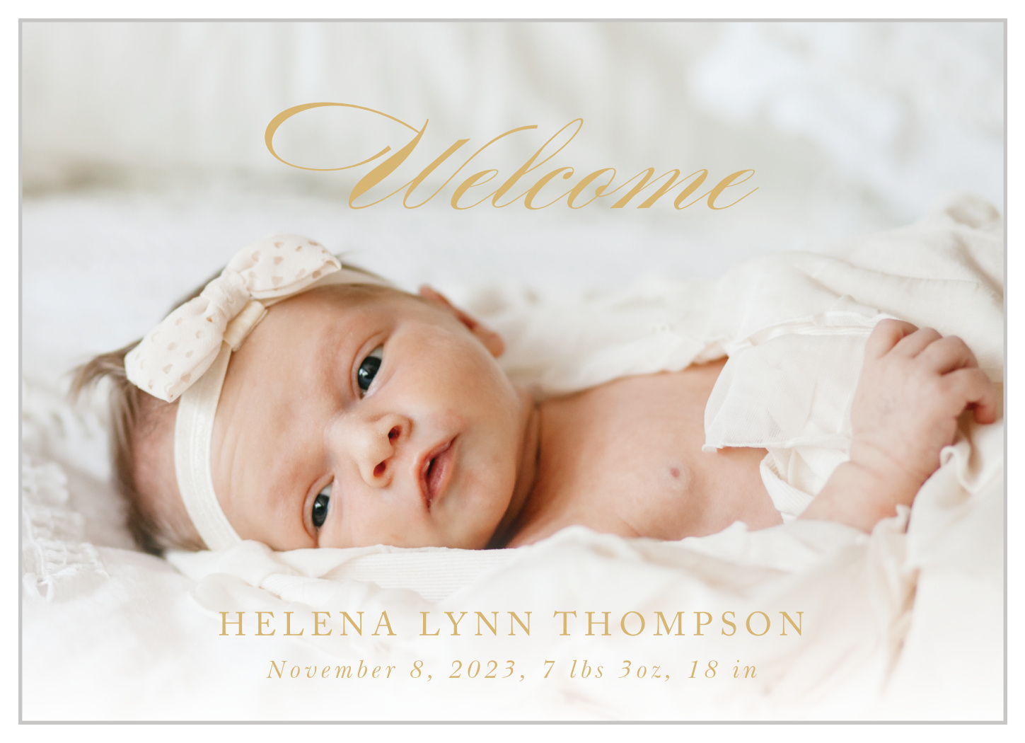 Welcome Gold Foil Birth Announcements by Basic Invite
