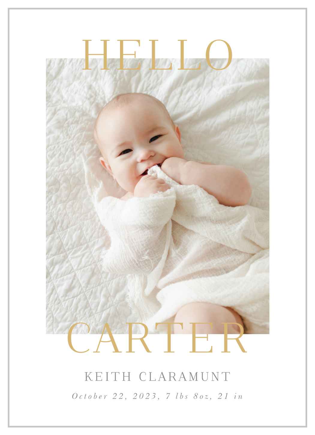 Chic Hello Birth Announcements by Basic Invite
