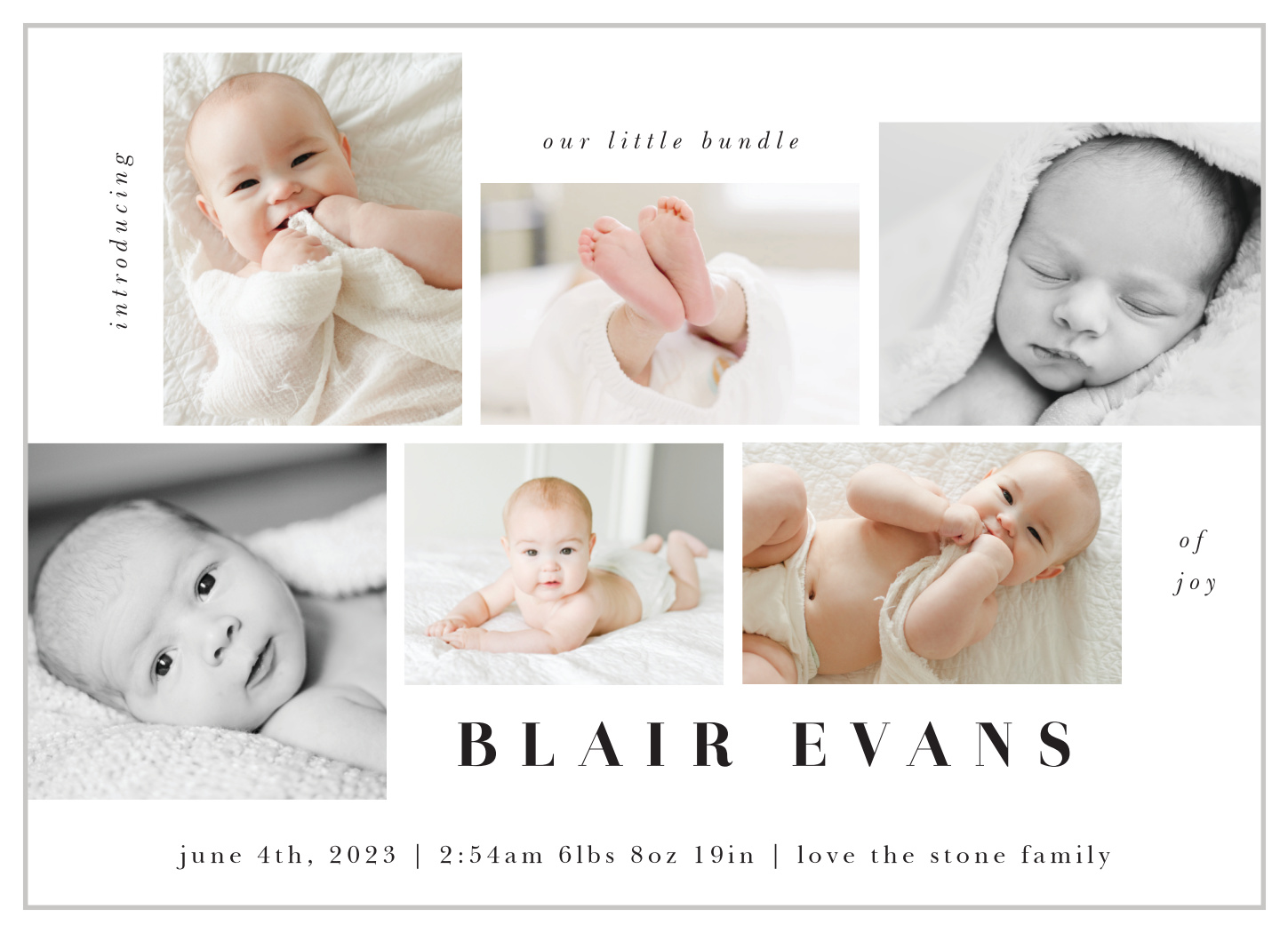 Collage Gallery Birth Announcements by Basic Invite