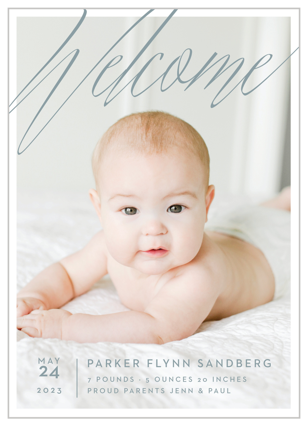 Welcome Script Birth Announcements by Basic Invite