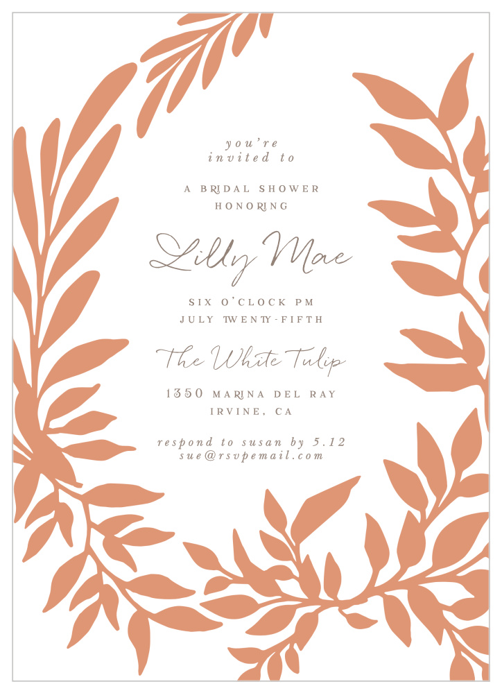 Leafy Crown Bridal Shower Invitations by Basic Invite