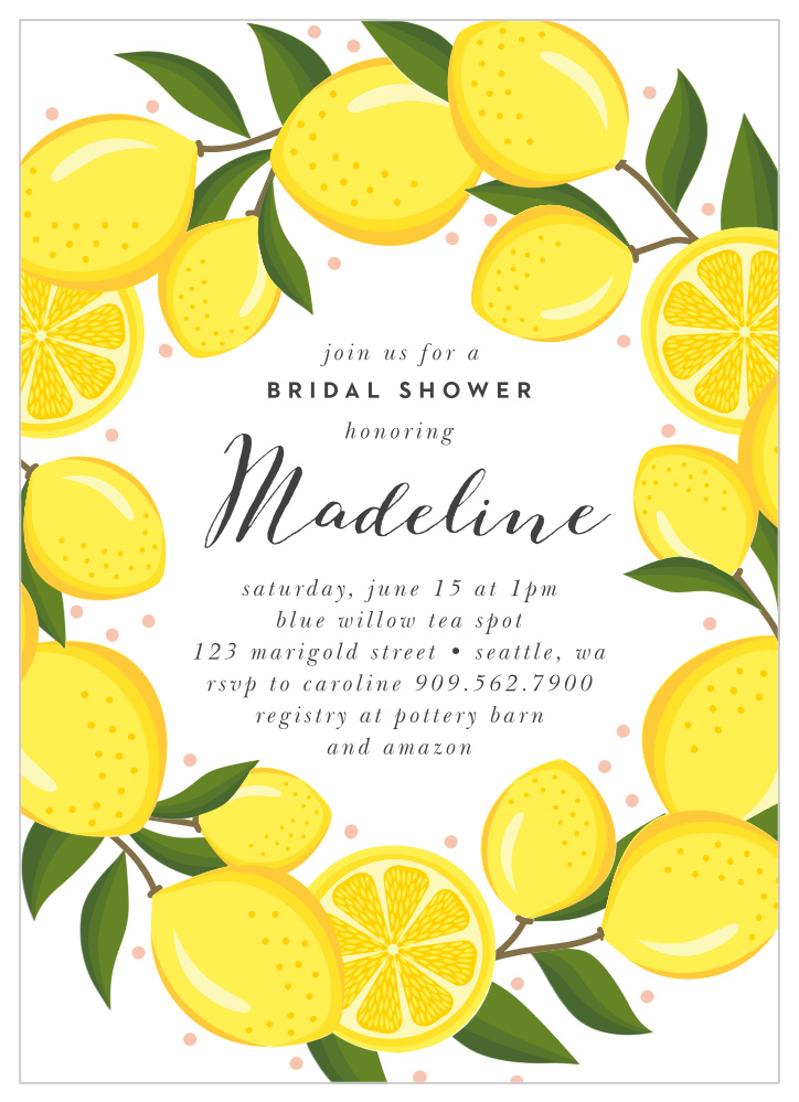 Lemon Wreath Bridal Shower Invitations by Basic Invite