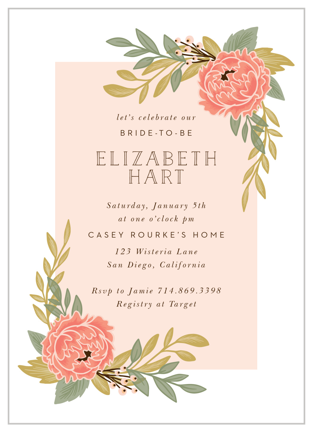 Peony Party Bridal Shower Invitations by Basic Invite