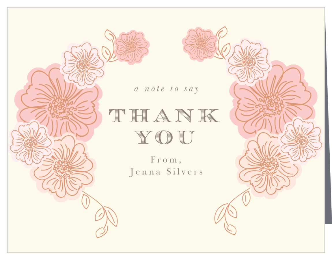 Blushing Bouquets Bridal Shower Thank You Cards by Basic Invite