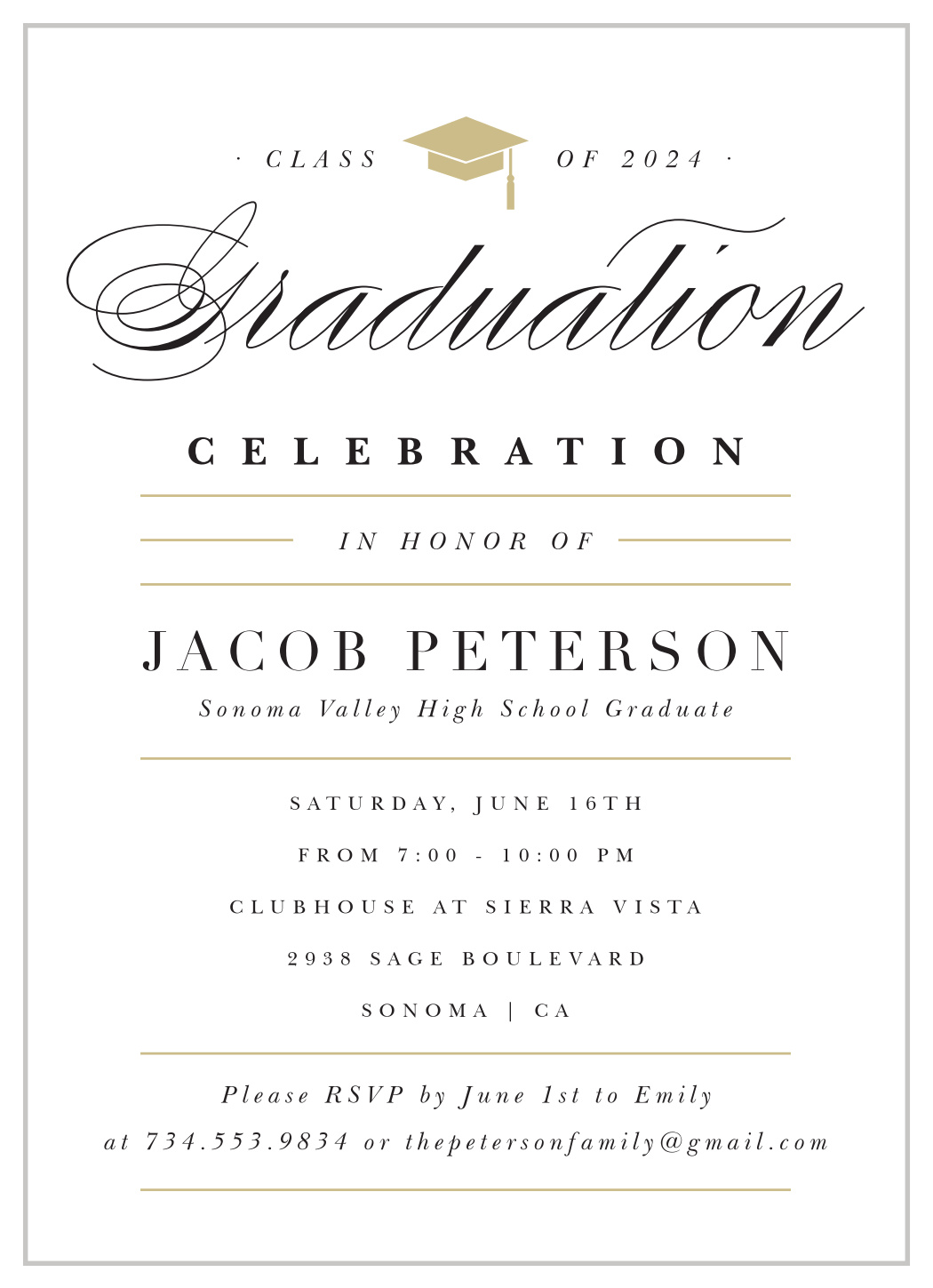 Elegant Party Graduation Invitations by BasicInvite.com