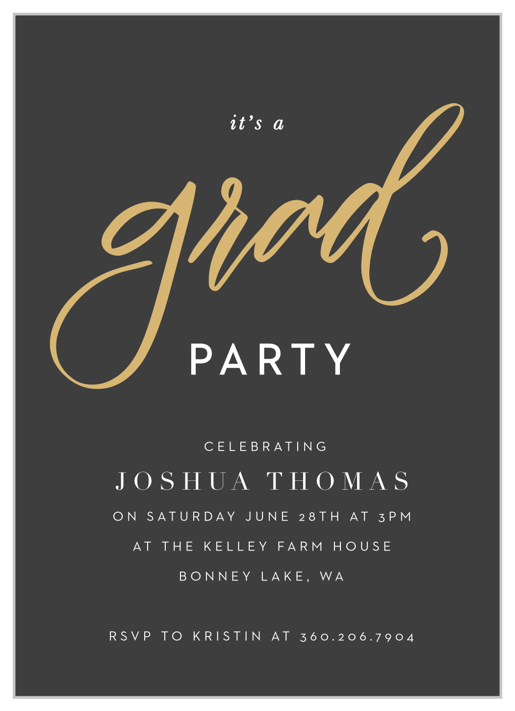 Handlettered Grad Graduation Invitations by Basic Invite