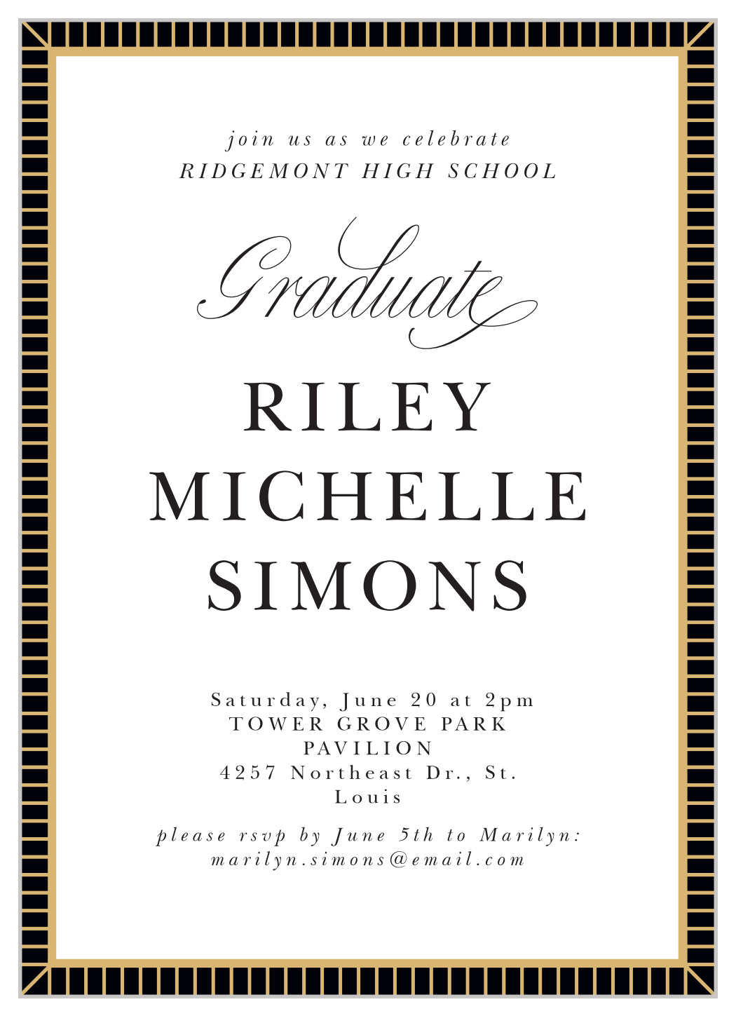 Lined Frame Graduation Invitations by BasicInvite.com