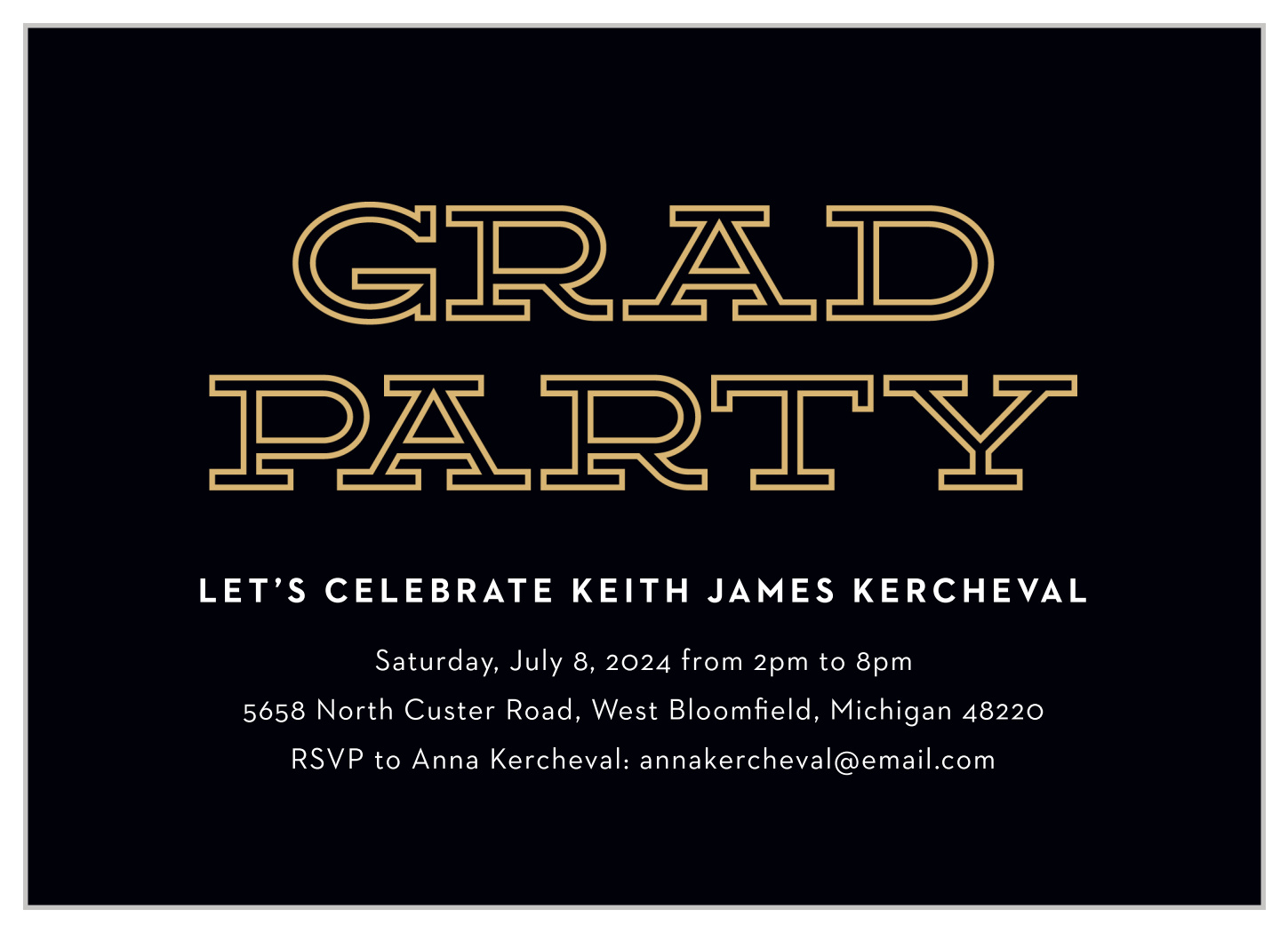 Party Outline Graduation Invitations by BasicInvite.com