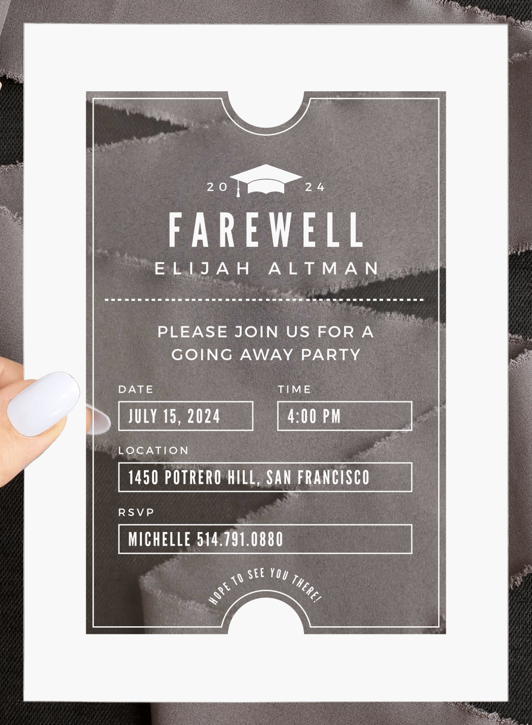 Farewell Ticket Clear Graduation Invitations