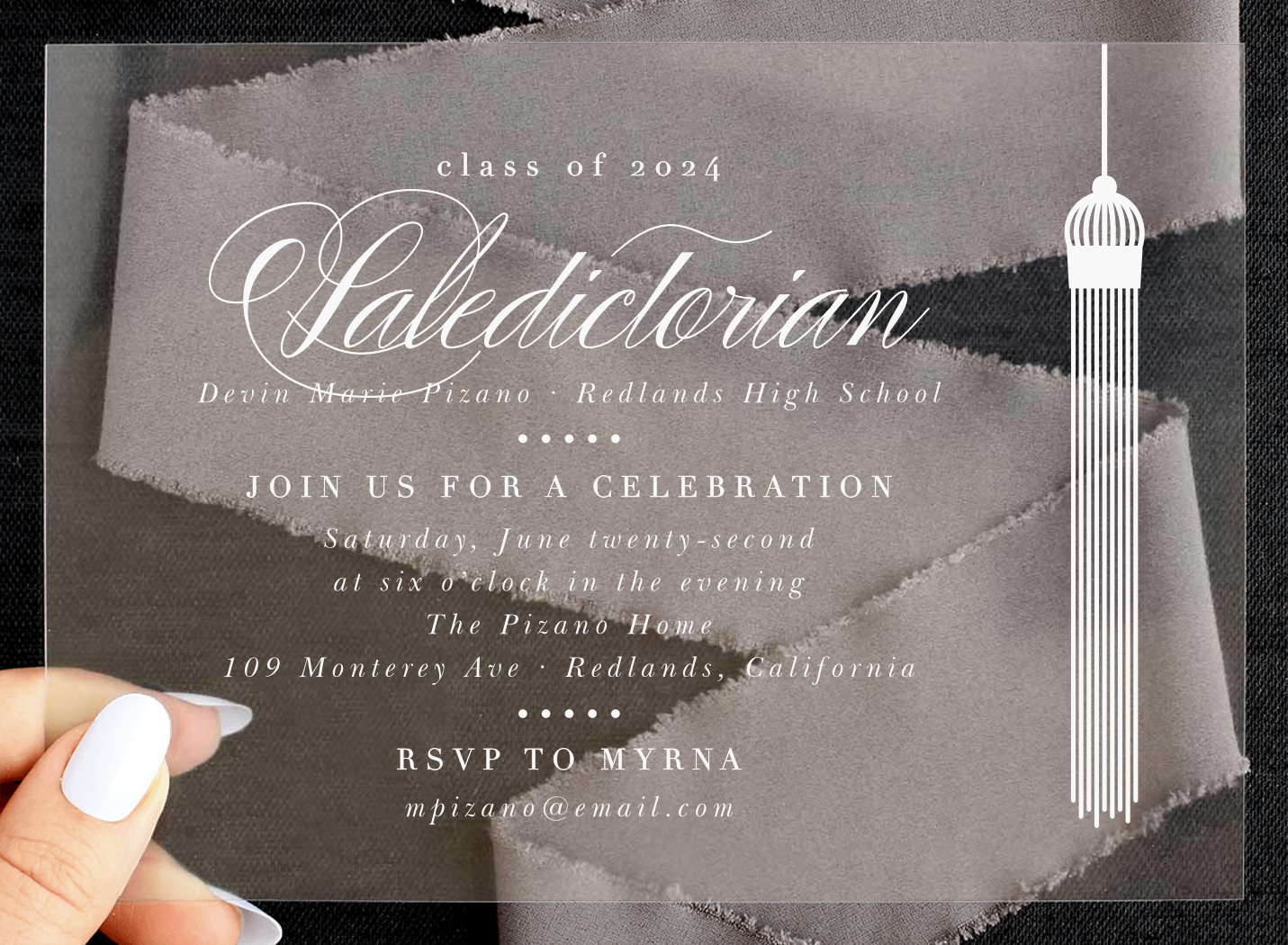 Valedictorian Tassel Clear Graduation Invitations