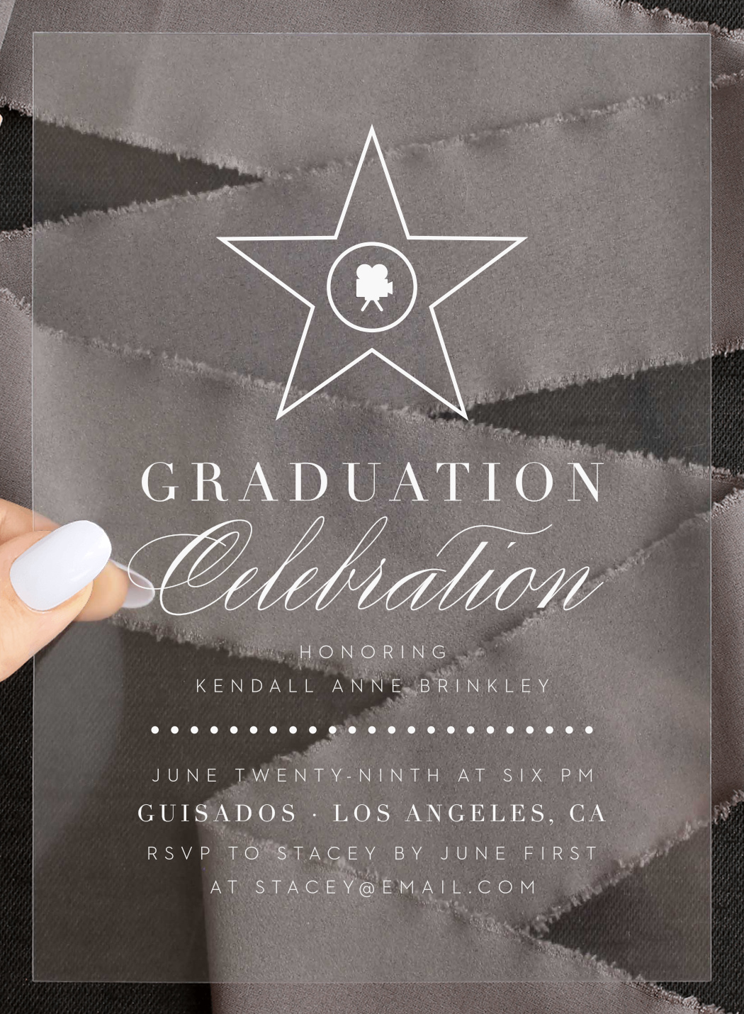 Hollywood Star Clear Graduation Invitations
