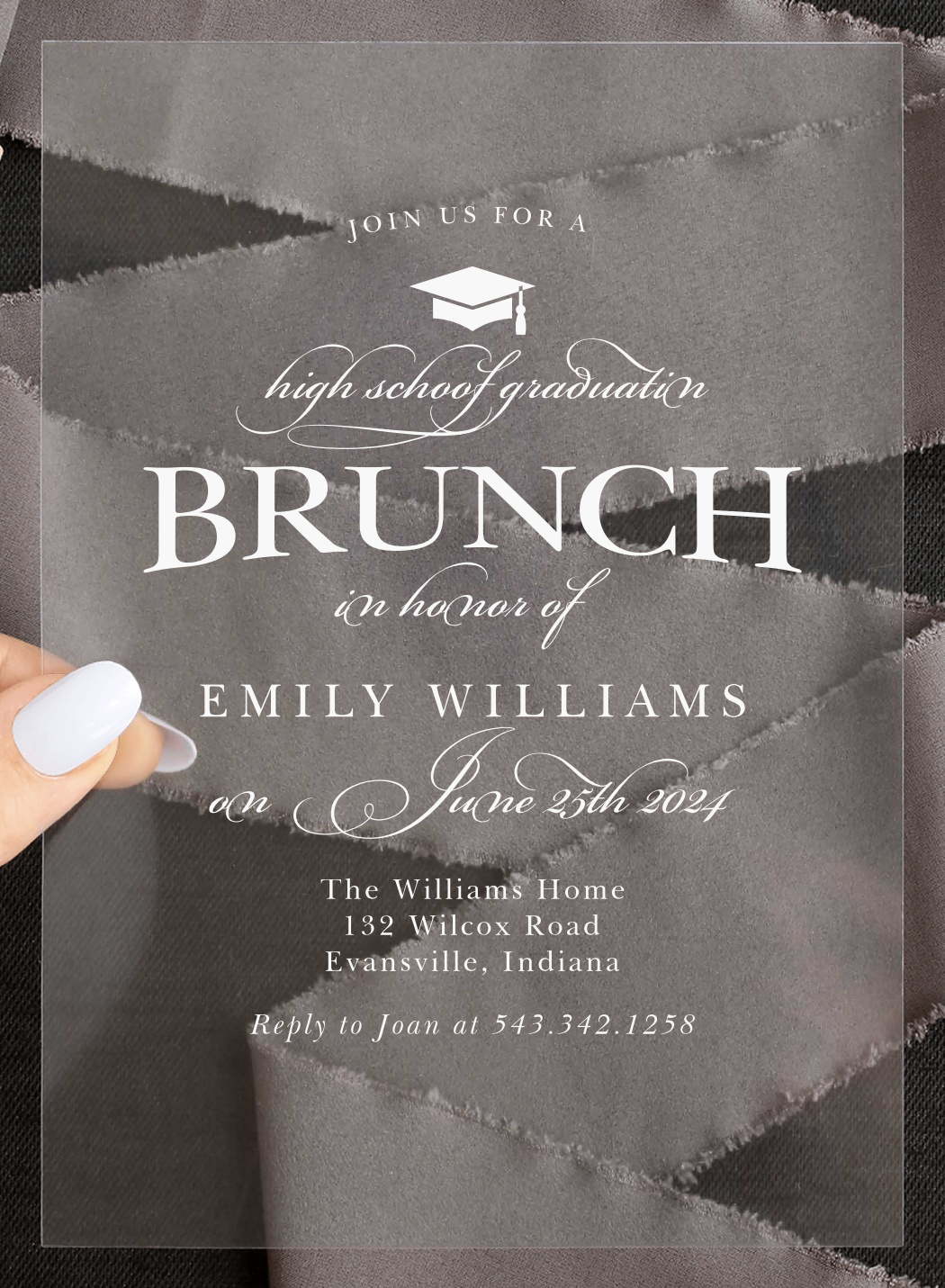 Simple Brunch Clear Graduation Invitations