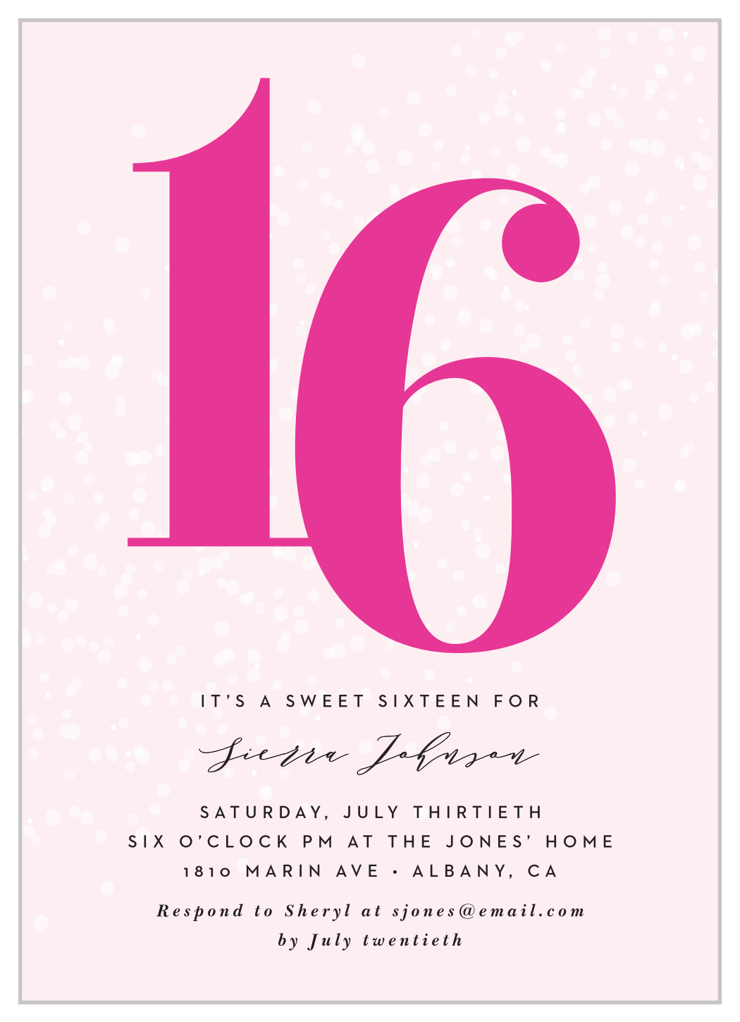 Sweet Confetti Sweet Sixteen Invitations by Basic Invite