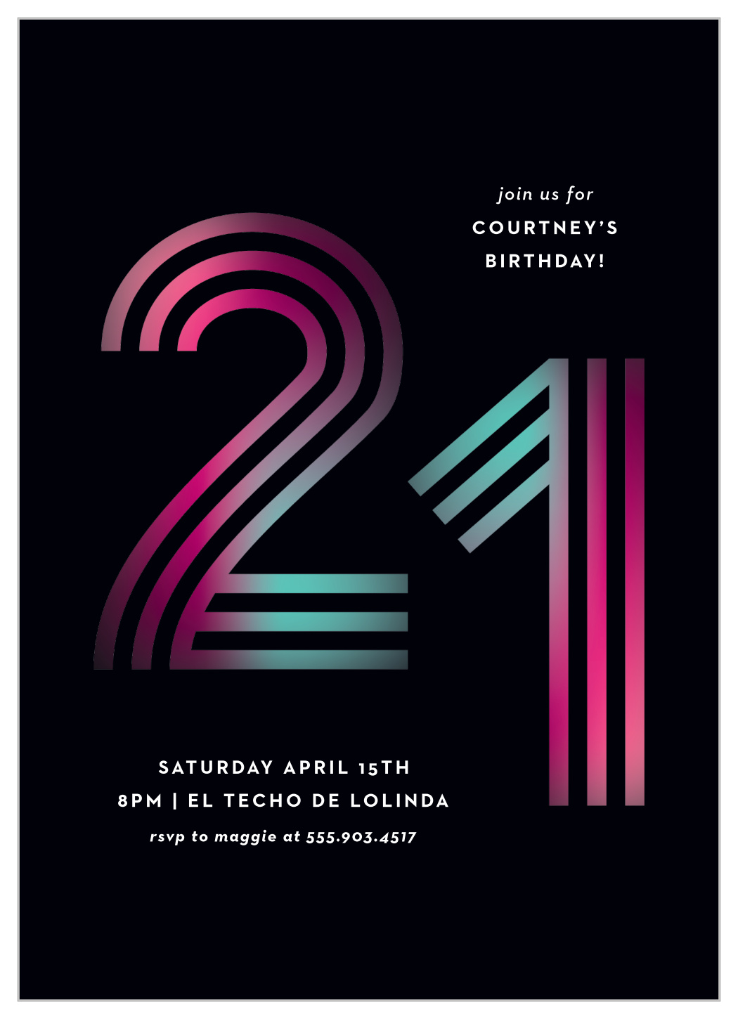 Neon Year Milestone Birthday Invitations by Basic Invite