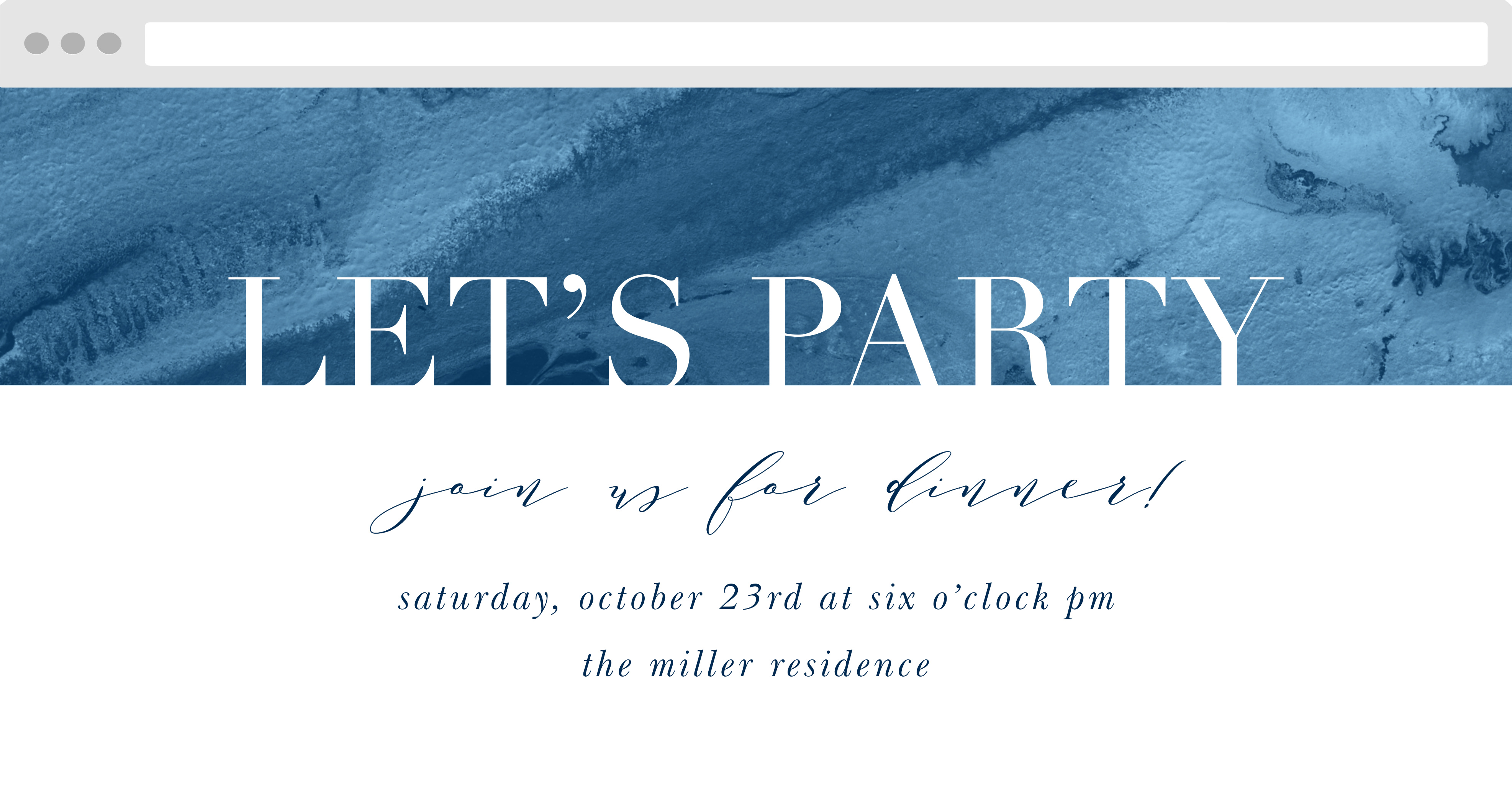Marbled Azure Party Website by Basic Invite