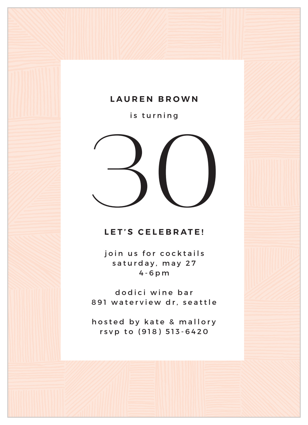 Stacked Lines Milestone Birthday Invitations by Basic Invite