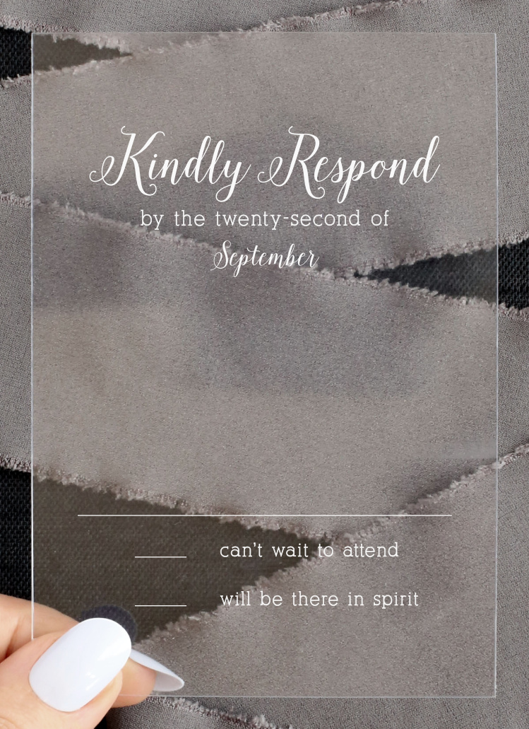 Whimsical Calligraphy Clear Response Cards by Basic Invite
