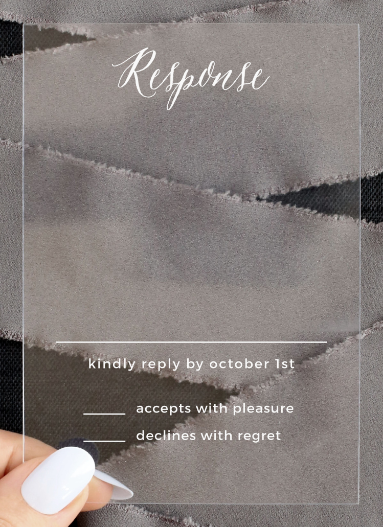 Rustic Script Clear Response Cards by Basic Invite