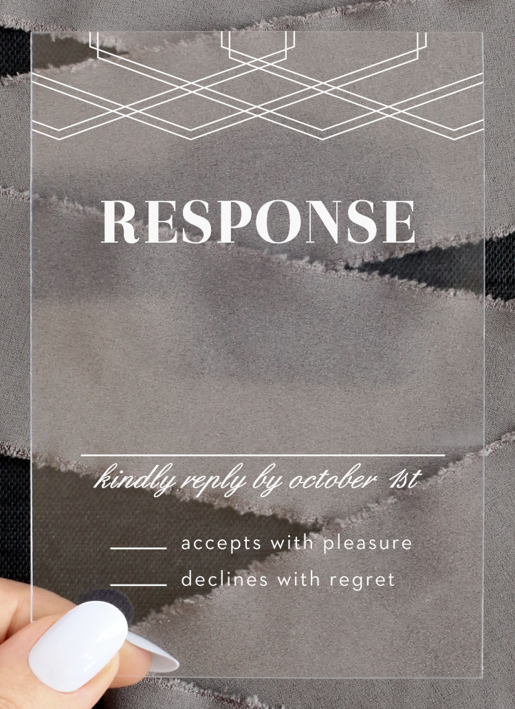Deco Glam Clear Response Cards by Basic Invite