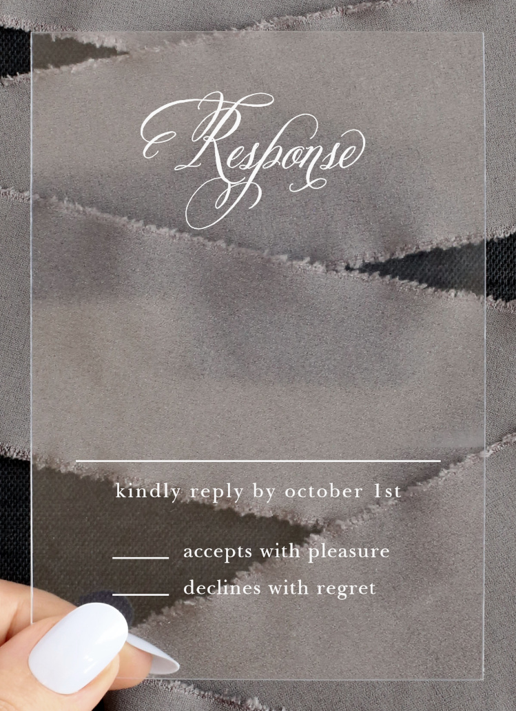 Calligraphy Script Clear Response Cards by Basic Invite