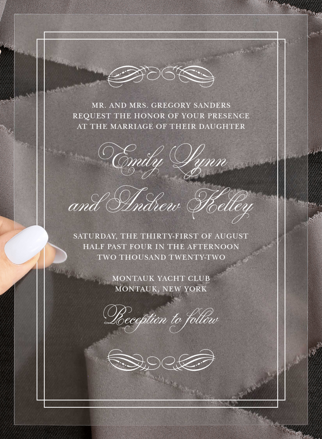 Emily Swash Clear Wedding Invitations by Basic Invite