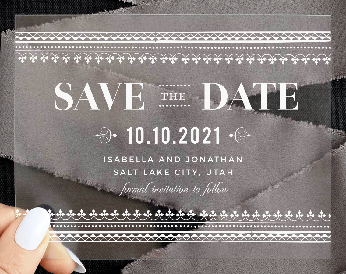 Vintage Admission Clear Save the Date Cards by Basic Invite