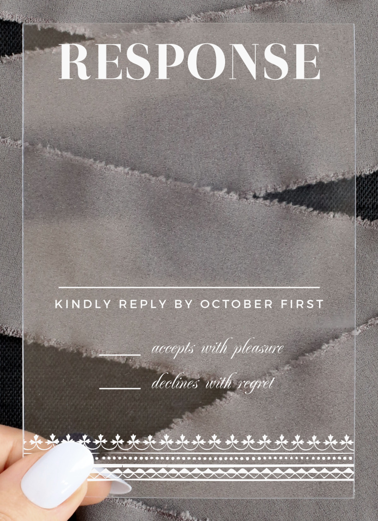 Vintage Admission Clear Response Cards by Basic Invite