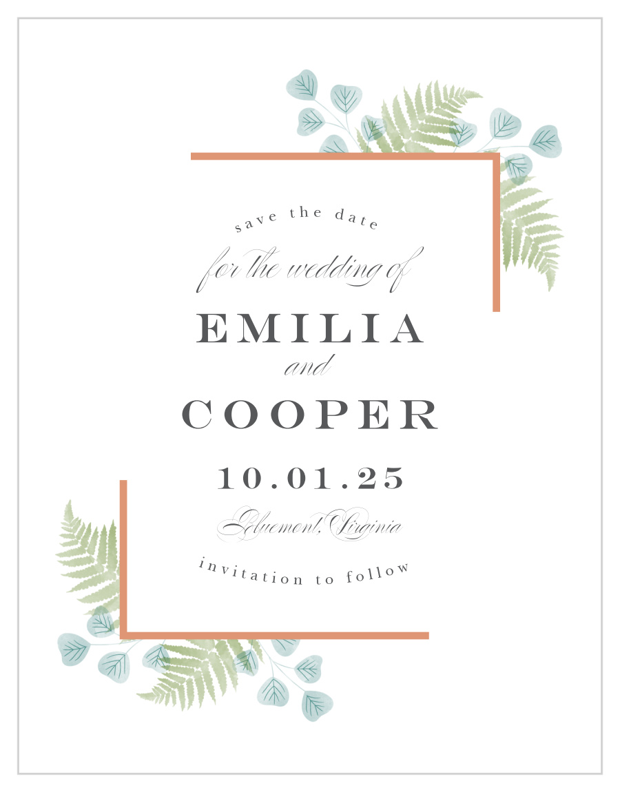 Angled Foliage Save the Date Cards by Basic Invite