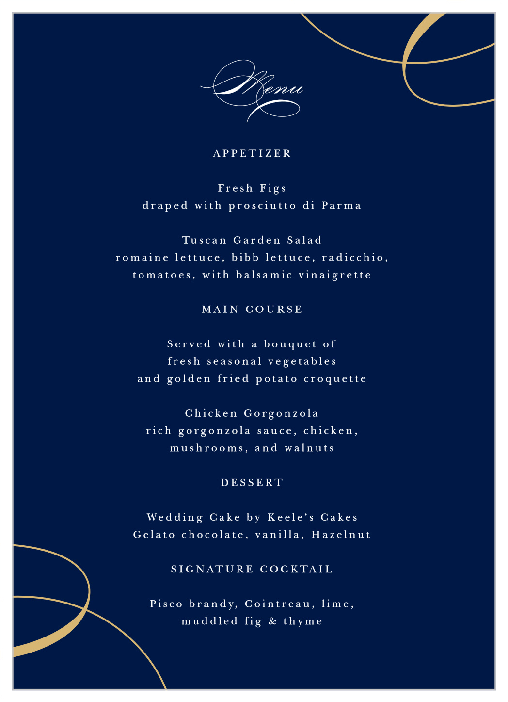 Twirling Ribbons Wedding Menus by Basic Invite
