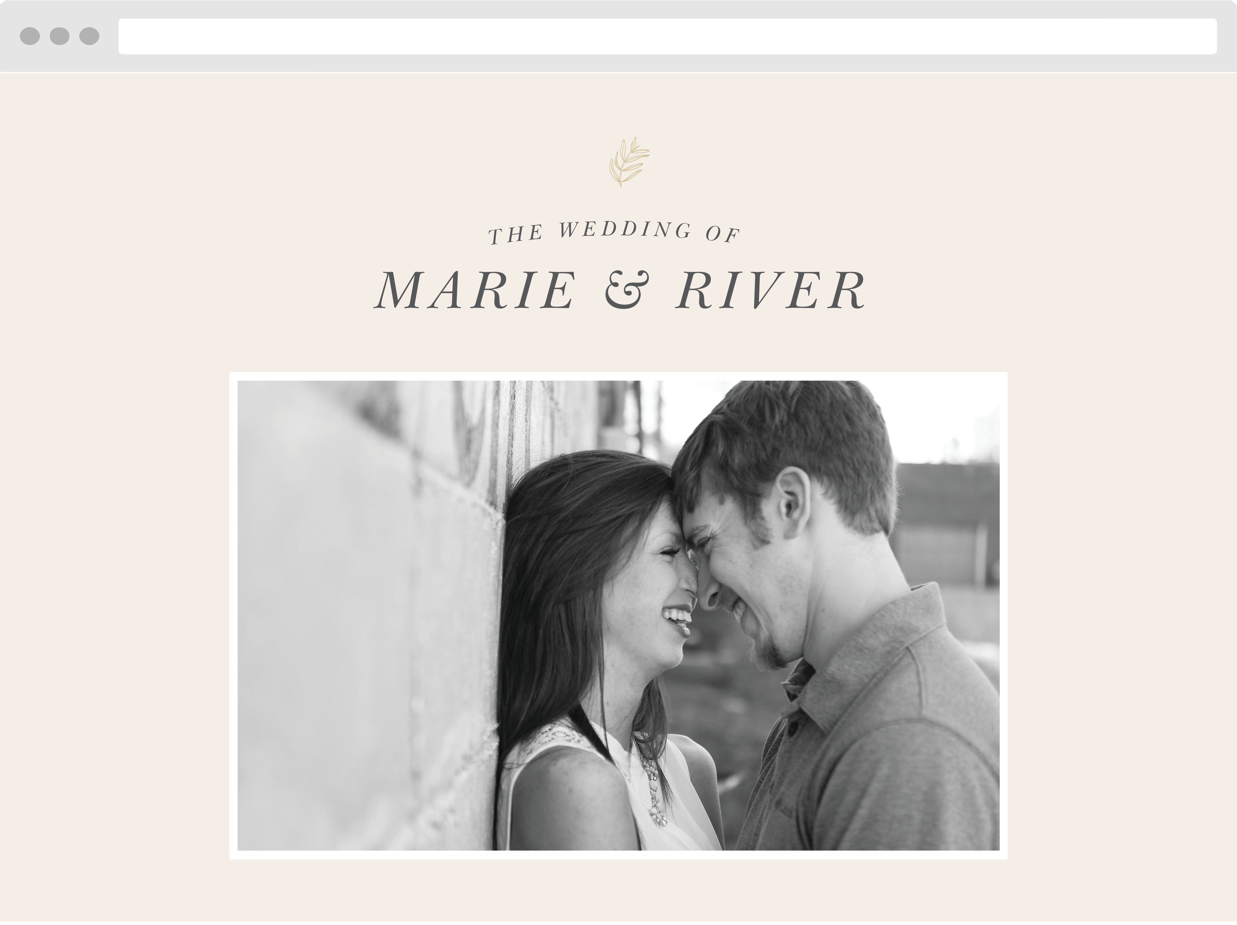 Centered Foliage Wedding Website by Basic Invite