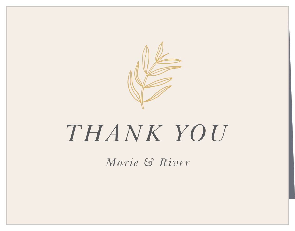 Centered Foliage Wedding Thank You Cards by Basic Invite