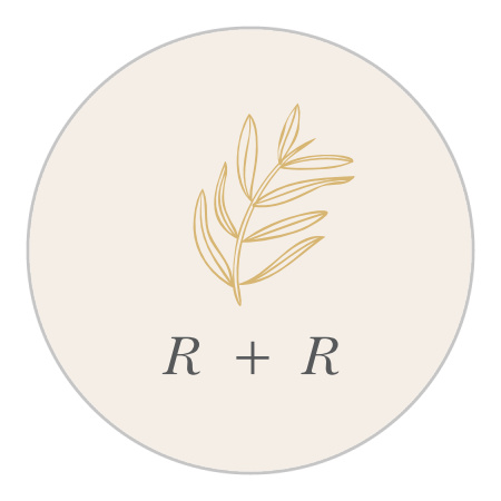 Centered Foliage Wedding Stickers by Basic Invite