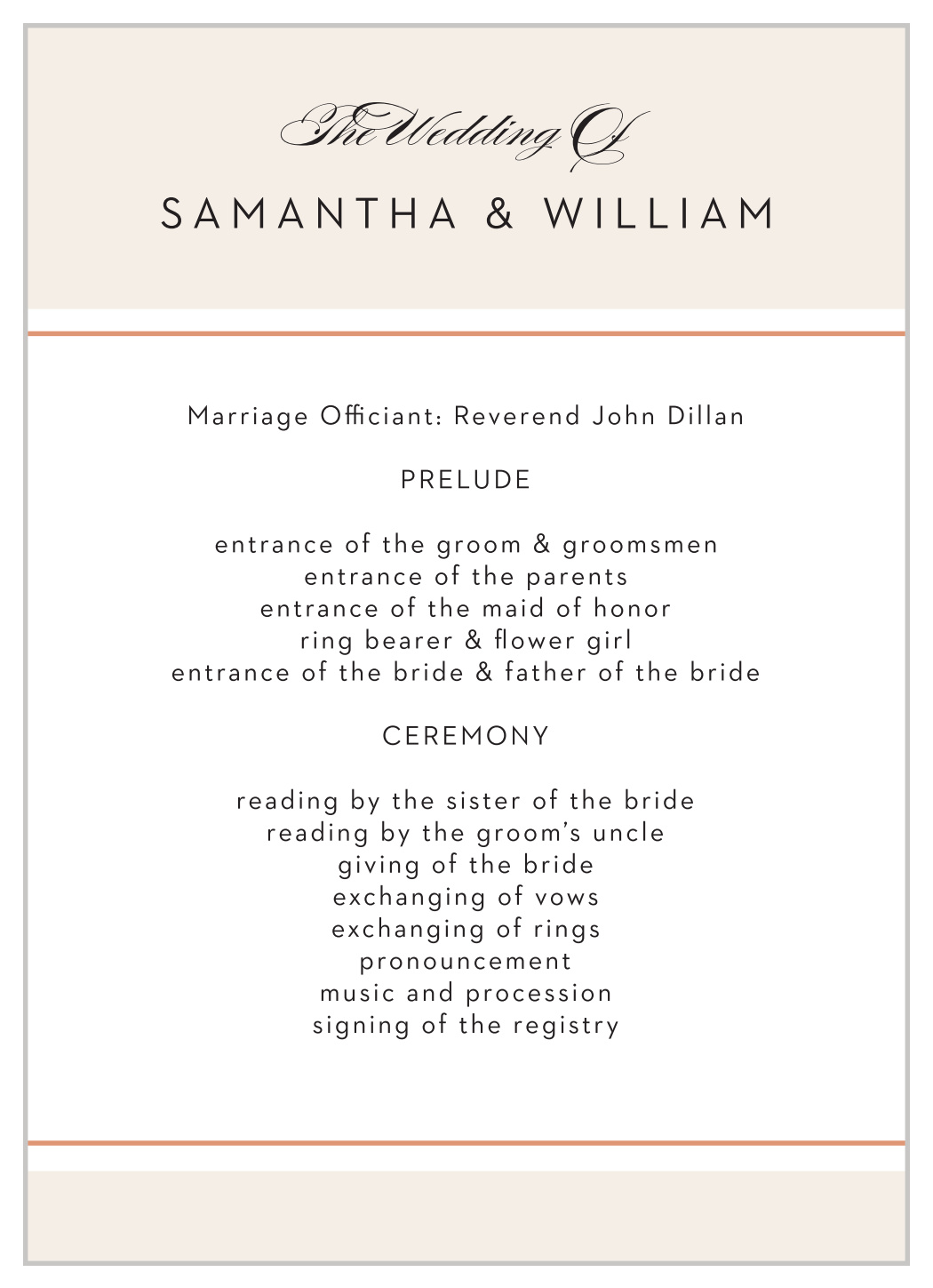 Napoli Mod Wedding Programs by Basic Invite