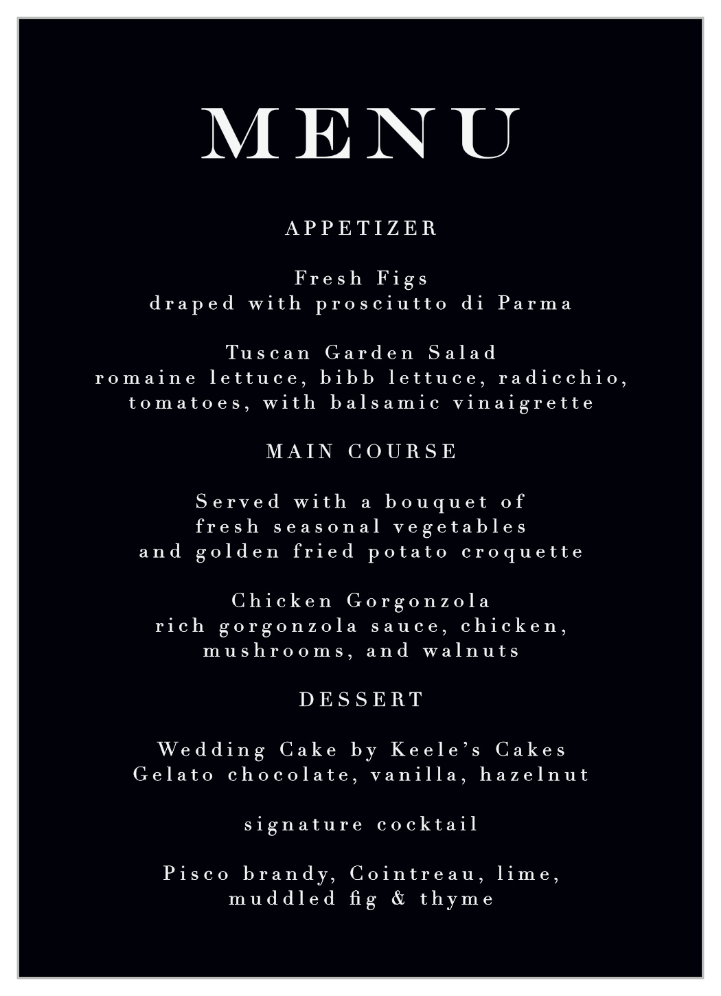 Everlasting Love Wedding Menus by Basic Invite