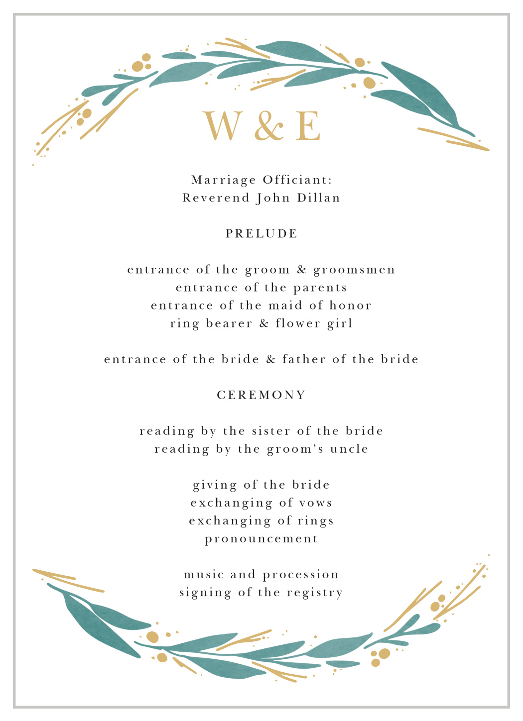 Vignes Vines Wedding Programs by Basic Invite