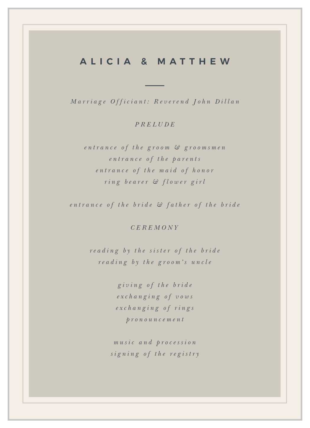 Modern Inlay Wedding Programs by Basic Invite