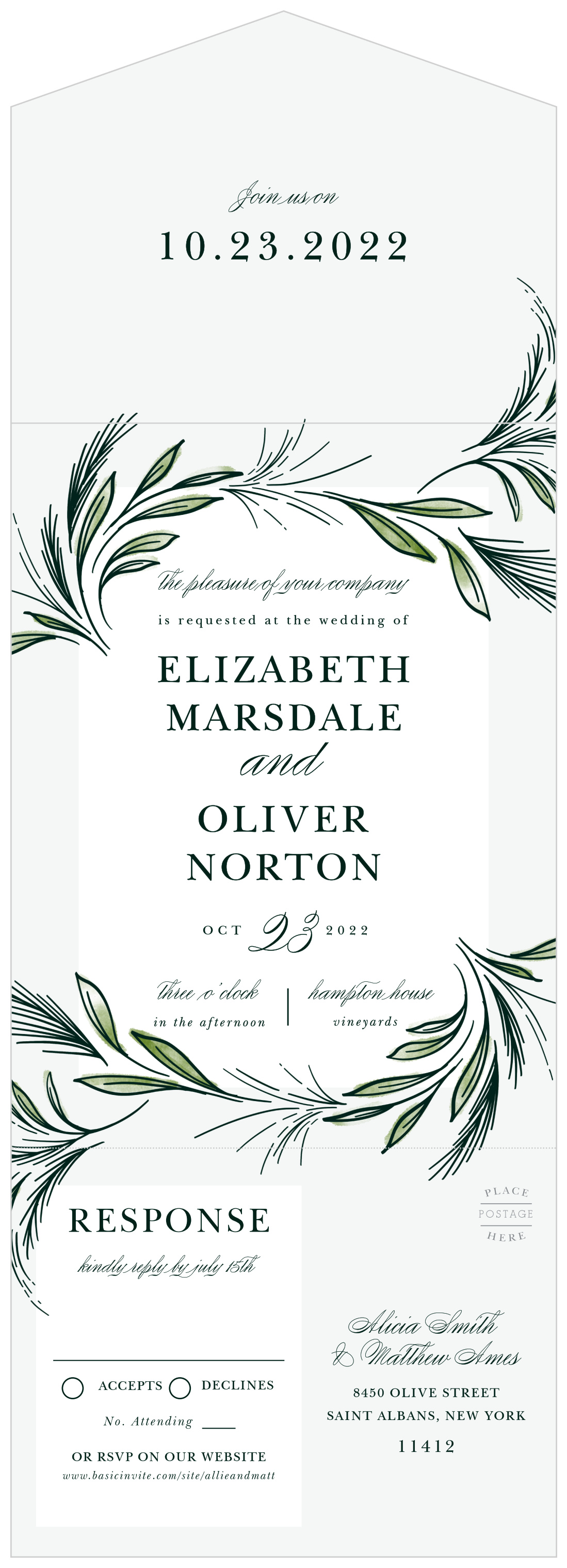 Spring Foliage Seal & Send Wedding Invitations by Basic Invite