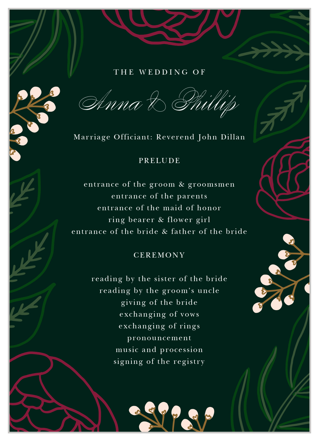 Sculpted Blooms Wedding Programs by Basic Invite