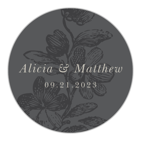 Engraved Floral Wedding Stickers