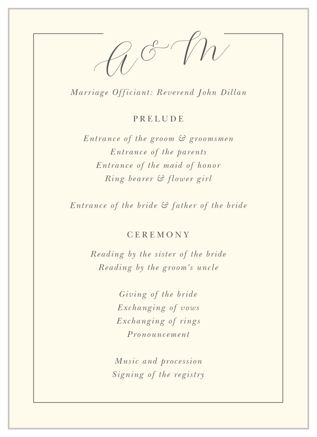 Elegant Typography Wedding Programs by Basic Invite