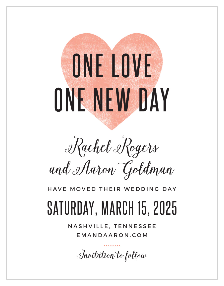 Heart In Hand Change the Date Cards by Basic Invite